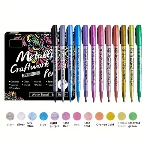 MKR 12Pcs 12 Colors GN550S Metal Paint Pen /DIY Hand-painted/Painting ...
