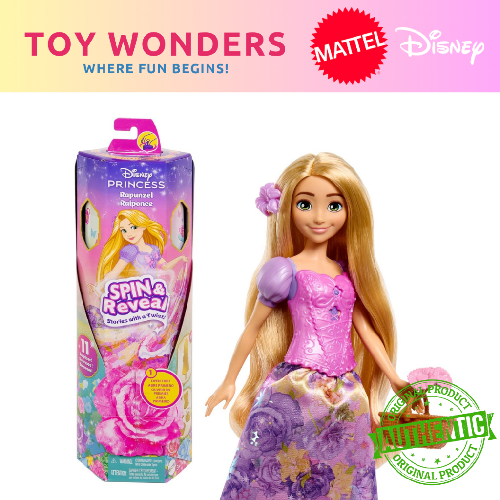 Mattel Disney Princess Rapunzel Spin & Reveal Fashion Doll Set | 11 ...