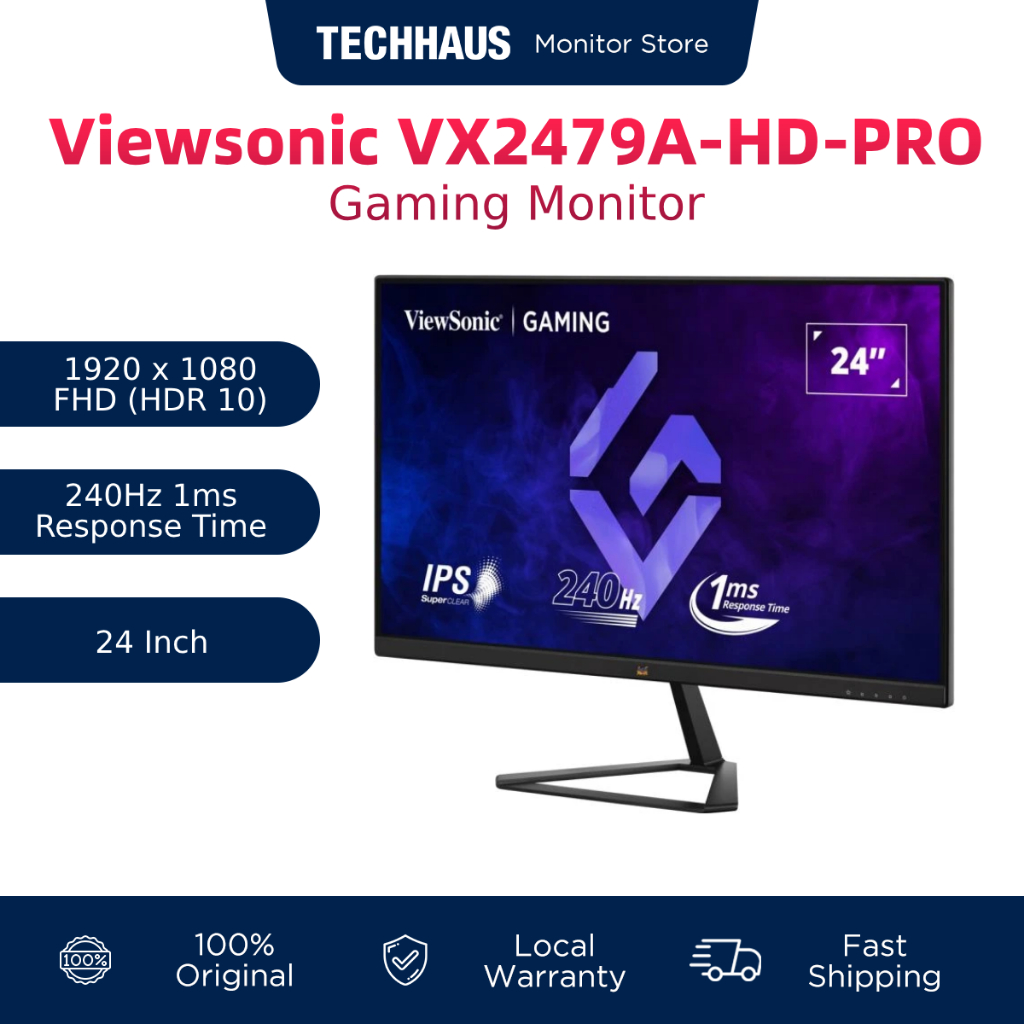 Viewsonic VX2479A-HD-PRO 24” 240Hz Gaming Monitor with SuperClear® IPS ...