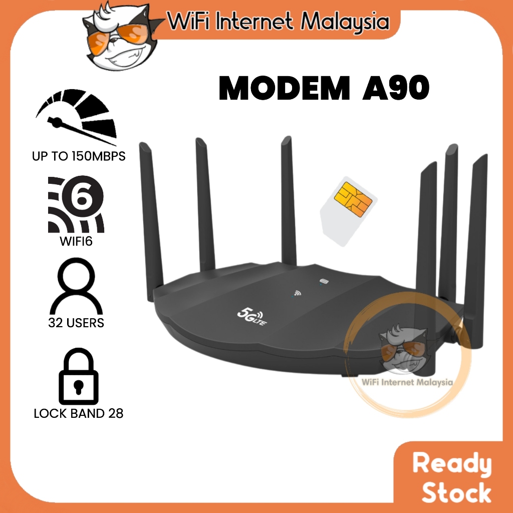 4G LTE Modem WiFi6 A90 MOD Unlimited Hotspot Fast Modem High Speed 6 ...
