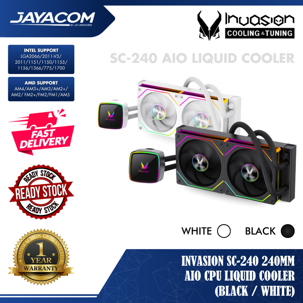 Invasion SC-240 240mm AIO CPU Liquid Cooler – Black / White | Shopee ...