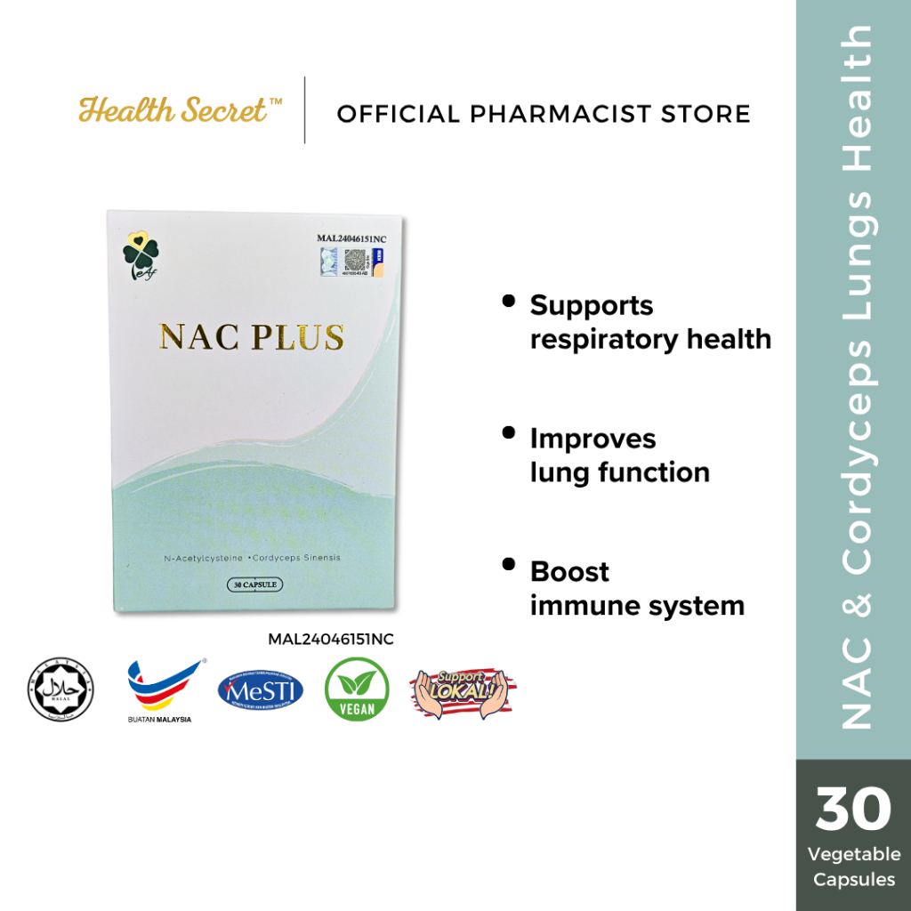 LEAF NAC PLUS [Diluluskan KKM, MAL] (30'S) Untuk Kesihatan Paru-Paru, Pernafasan, Cordyceps ...