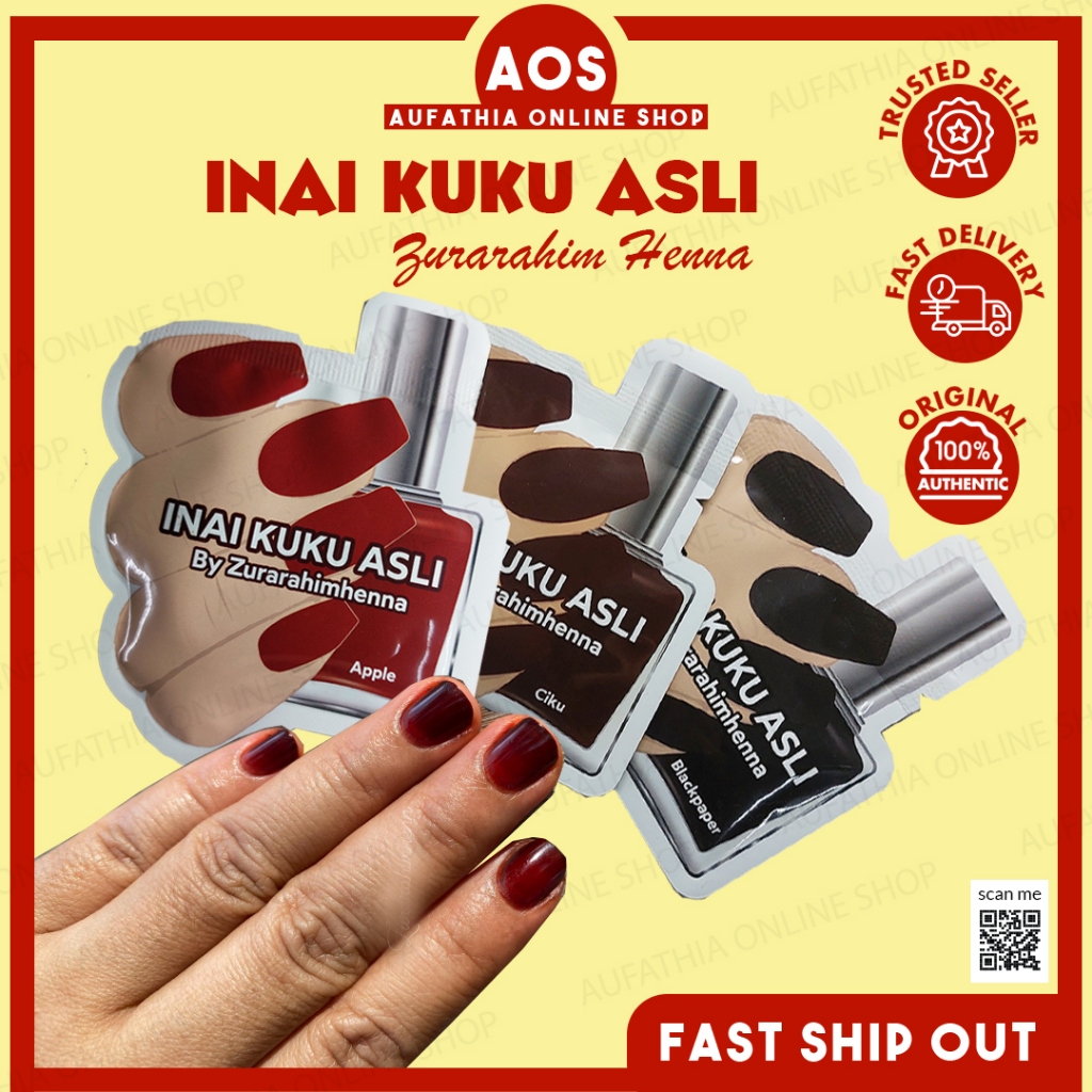 Inai Kuku Halal Sah Solat Daun Asli Merah Tahan Lama Zurarahim Henna ...