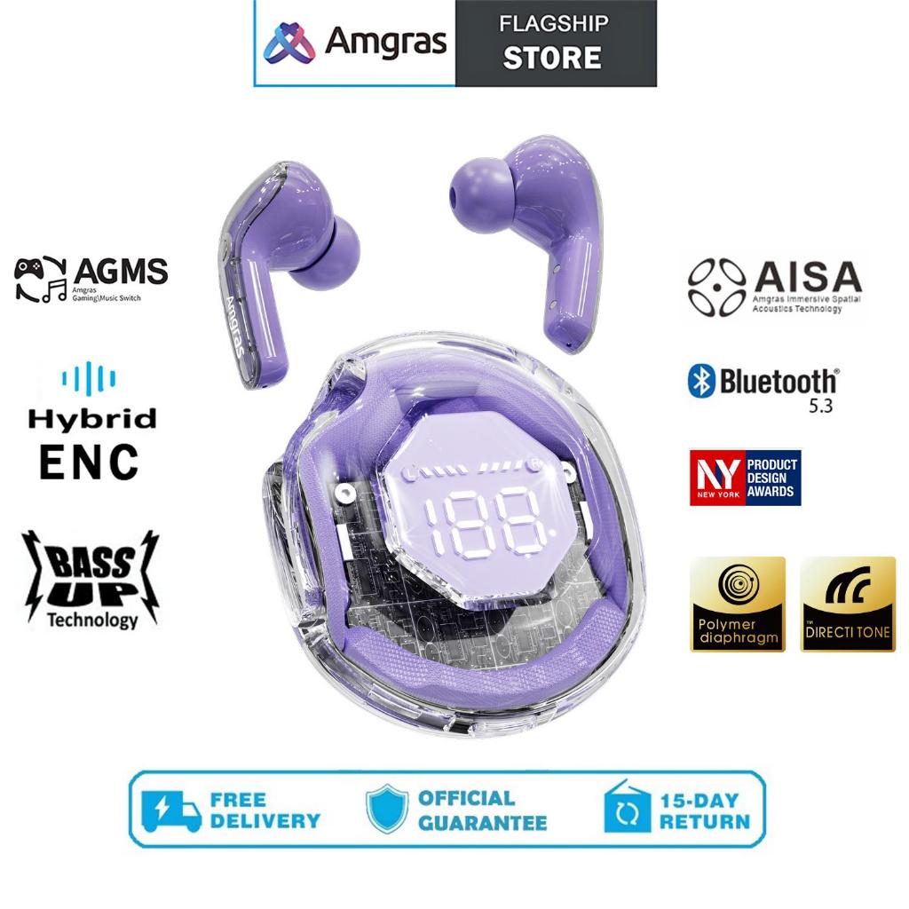 Amgras Future Ⅷ Ultra Transparent Earphone Bluetooth Earbud Gaming LED ...