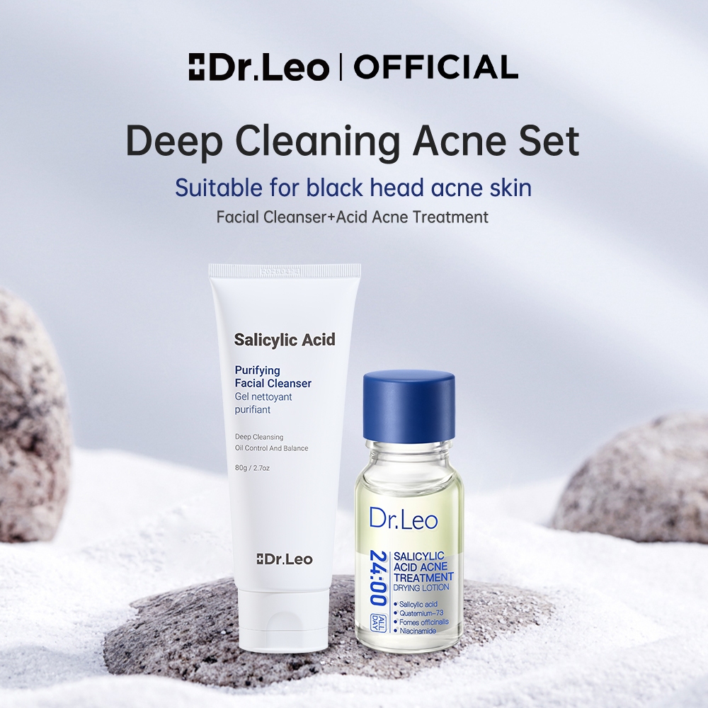 Dr.Leo Deep Cleaning Acne 2pcs Set Acne Essence +Salicylic Acid Facial Wash Pembersihan Mendalam ...