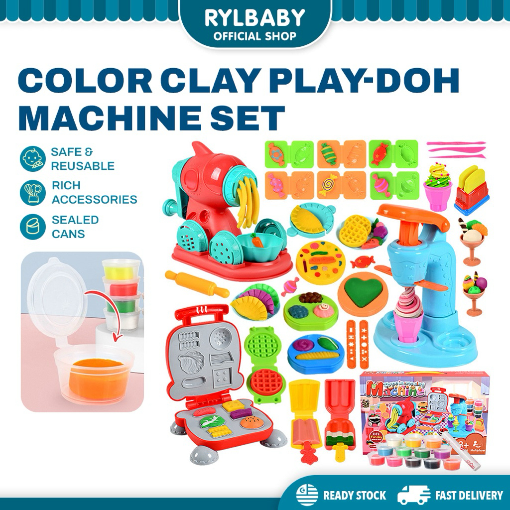 Play Doh Set Color Clay Toy Pretend Play Set Toys Burger Dough Set Ice ...