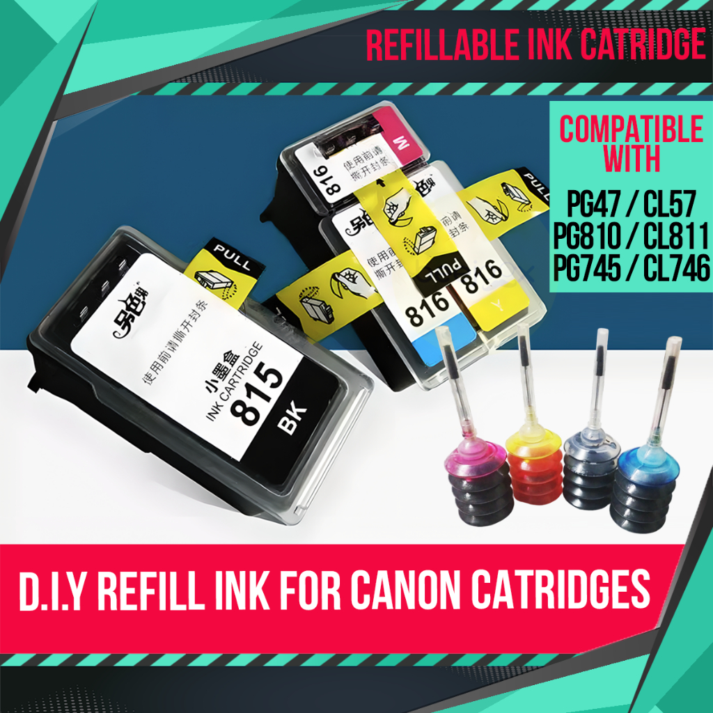 Refillable Smart Ink Cartridge For PG47 CL57 PG88 CL98 PG810 CL811 ...