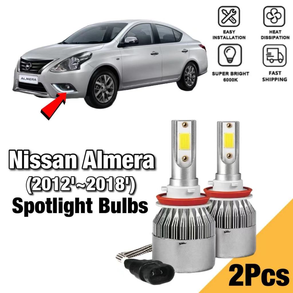 2Pcs Nissan Almera (Years 2012-2018) LED HID Fog Lamp Spotlight Light ...