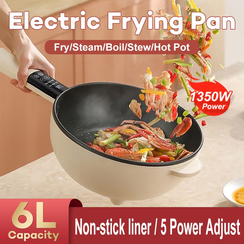 [Ready Stock] 6L Electric Frying Pan 1350W Smart Multifunctional Cooker ...