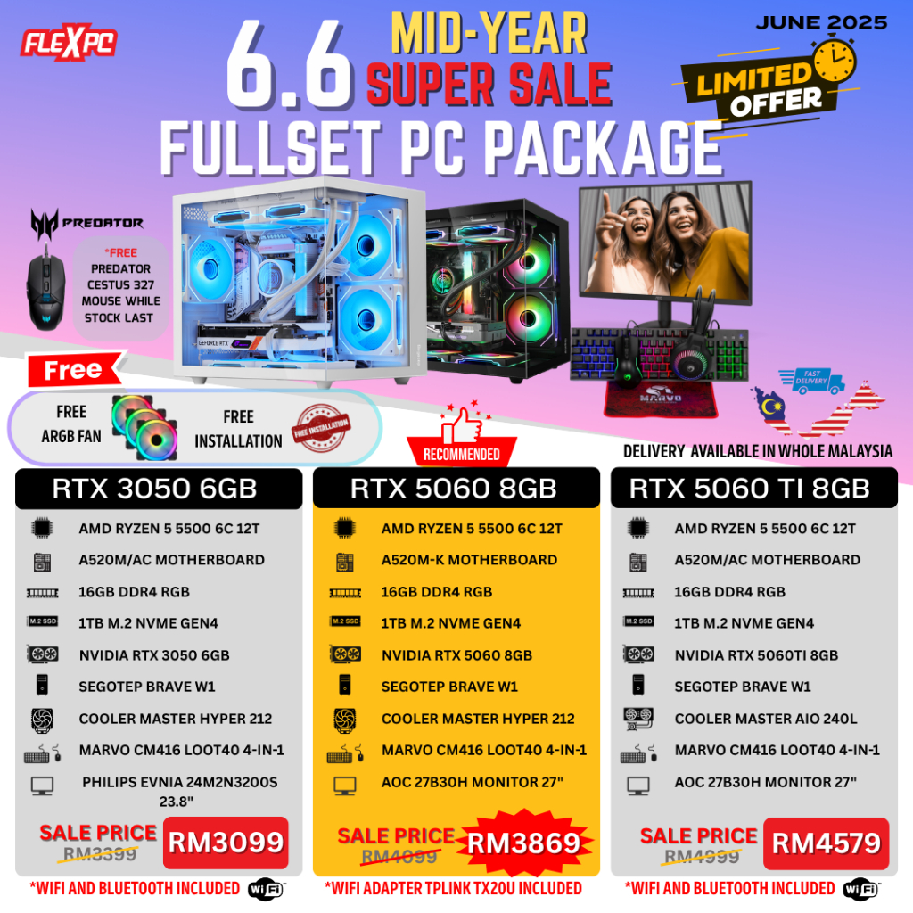 [READY STOCK] NEW!!! ( RTX 3050 / 5060 / 5060TI ) Flex PC AMD FULLSET ...