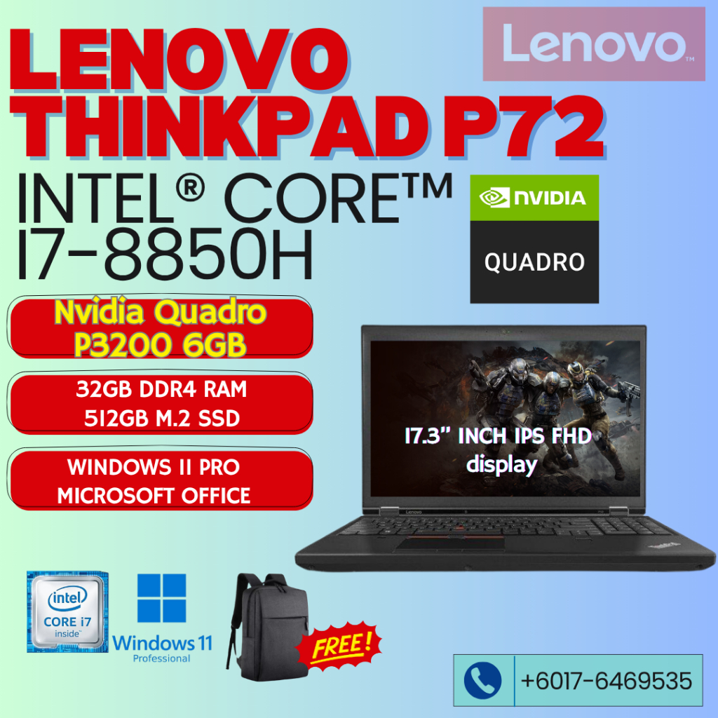 GAMING LAPTOP LENOVO THINKPAD P50, P51, P51s, P71, P72 NVIDIA GRAPHICS ...
