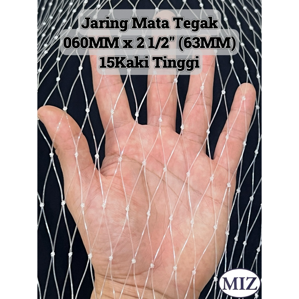 060 x 2 1/2"(63MM) x 15FT x 20MTR Mata Tegak Fishing Net Jaring Tangsi ...