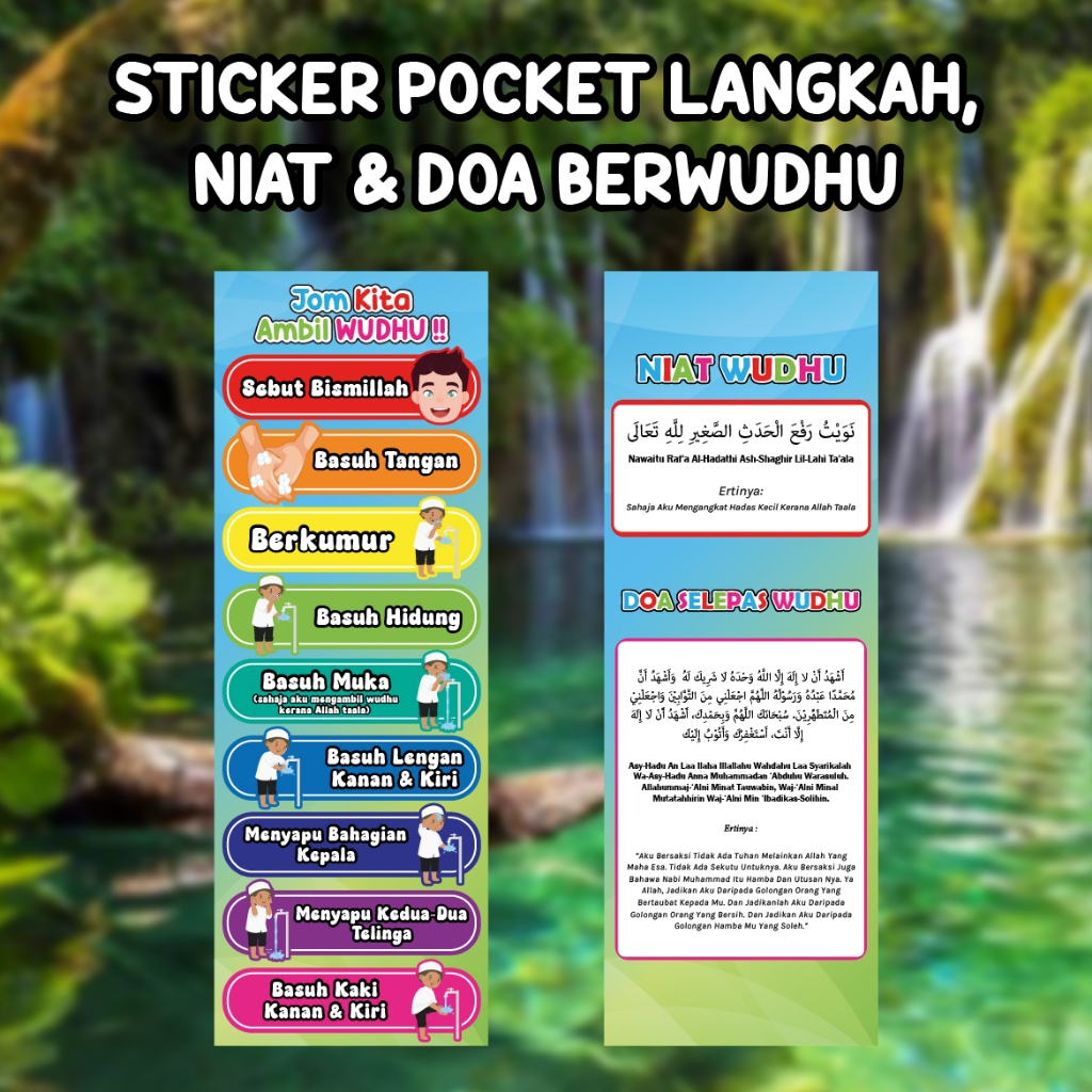 Sticker WATERPROOF COLOURFUL Panduan Cara Berwuduk Untuk anak-anak ...
