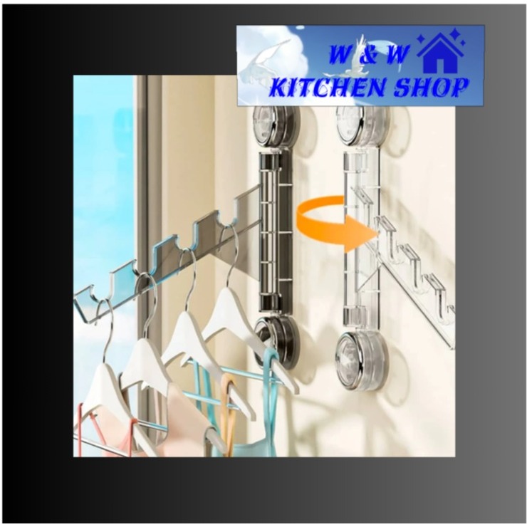 ( Ready Stock )Transparent Wall-Mounted Suction Cup Clothes Hanger Rack ...