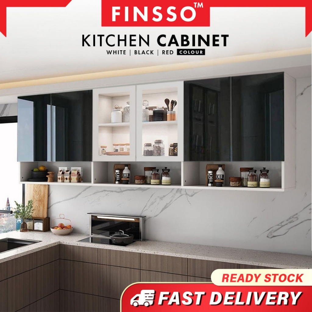 Kabinet Dapur Moden | Glossy Wall Kitchen Cabinet – High Quality + Waterproof | Finsso | Shopee ...