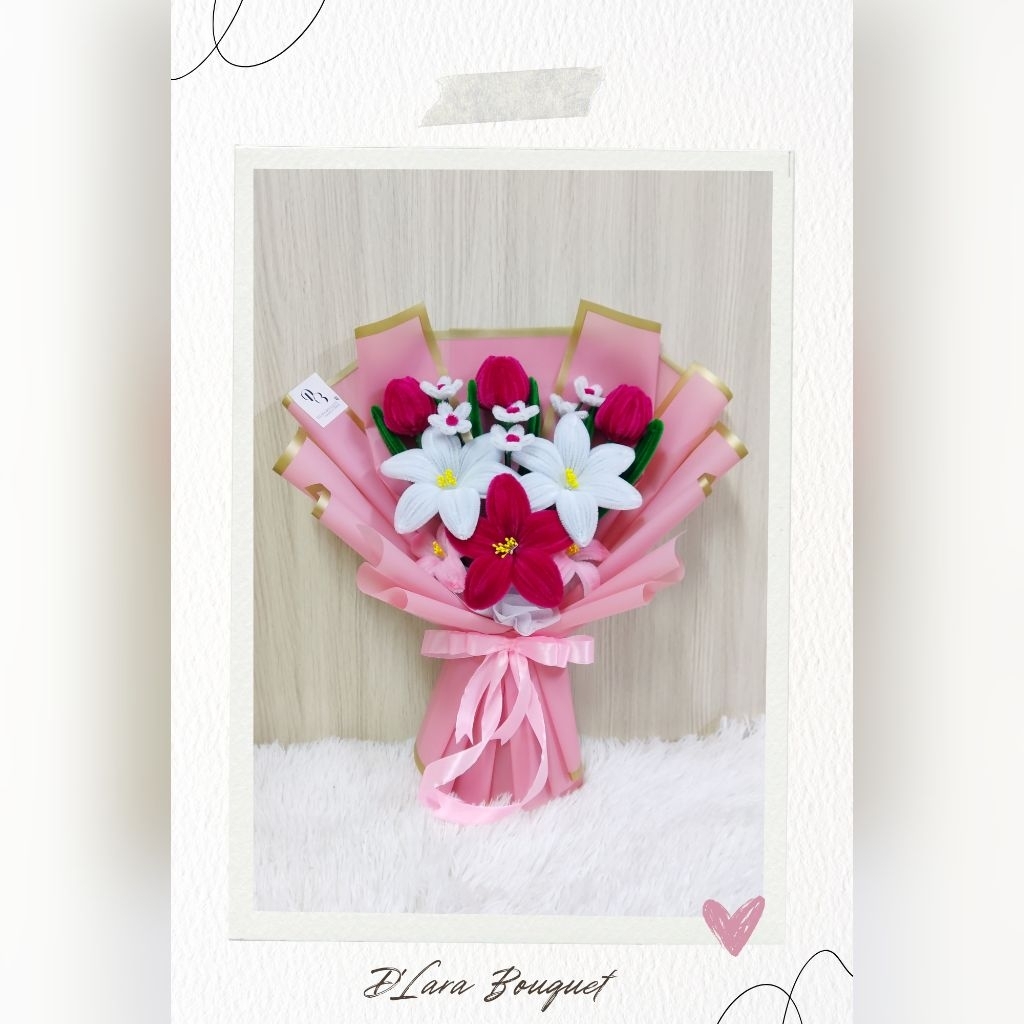 (LARGE BOUQUET) Bouquet Handmade (Bunga Kawat Bulu/Pipe Cleaner Flower ...
