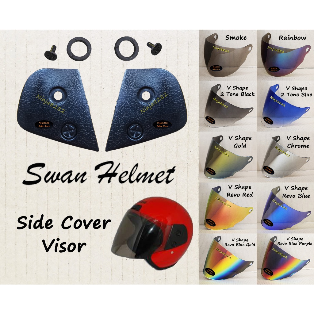Side Cover / Visor Helmet Swan ( Clear / Smoke / Dark Tinted / Chrome ...