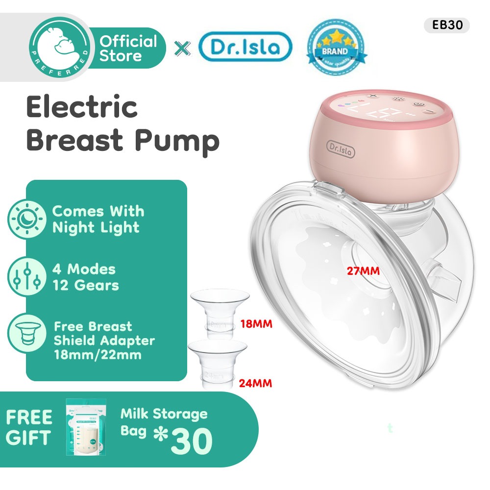 PREFERRED & DB.isla Breast Pump Electric Wearable Handsfree LED Night ...