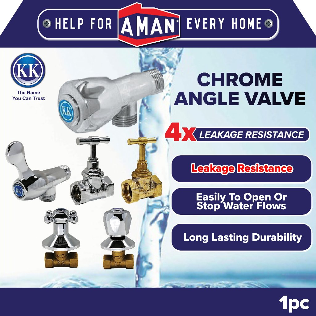KK BRAND Chrome Angle Valve Brass Stopcock Shower Stopcock Valve Stop ...