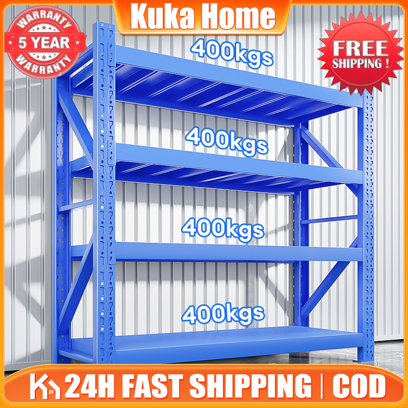 🔥Rak Besi Adjustable Thickened Heavy-duty Warehouse Storage Rack Multi ...