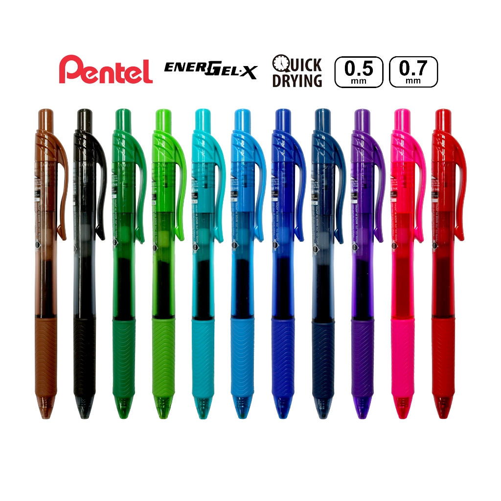 Pentel EnerGel-X Retractable Color Gel Ink Pen - 0.5mm (BL105) / 0.7mm (BL107) Colour Pen Gelpen ...