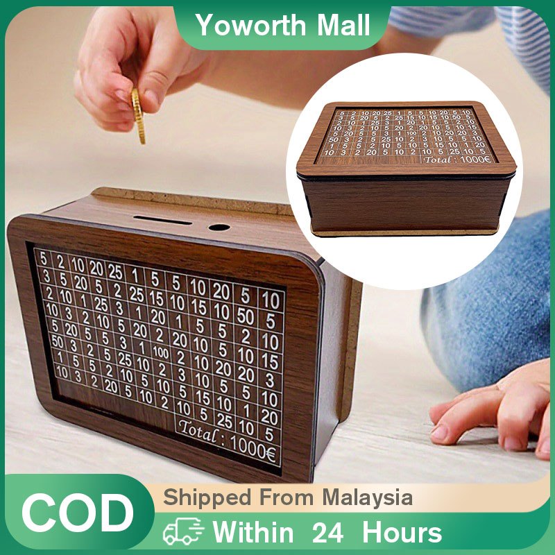 Wood Money Box / Piggy Bank / Modern Money Saving Box / Reusable Money ...