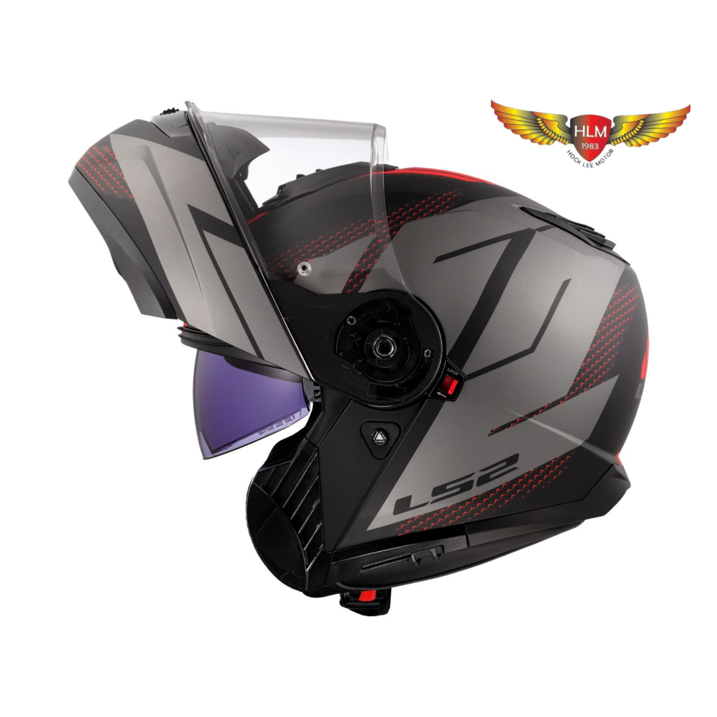 LS2 FF908 STROBE II CODE MATT BLACK GREY -06 MODULAR FIP UP HELMET ...