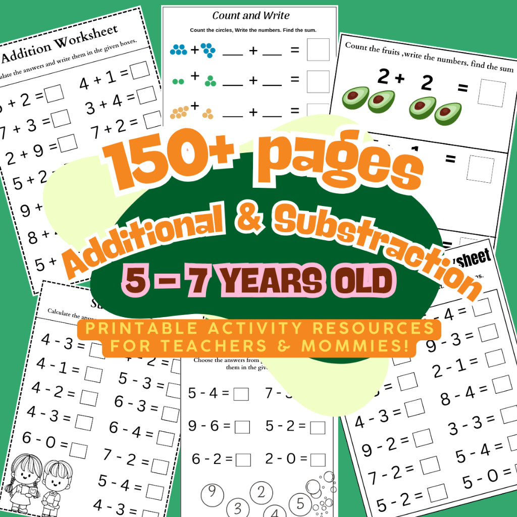 Printable Pre School Addition and Substract |Tambah Tolak Tadika ...