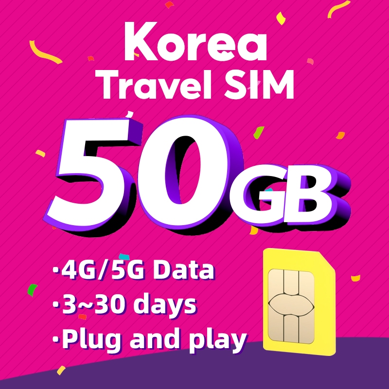 Korea SIM Card Total 50GB+Unlimited Data +Hotspot Travel Prepaid Sim ...