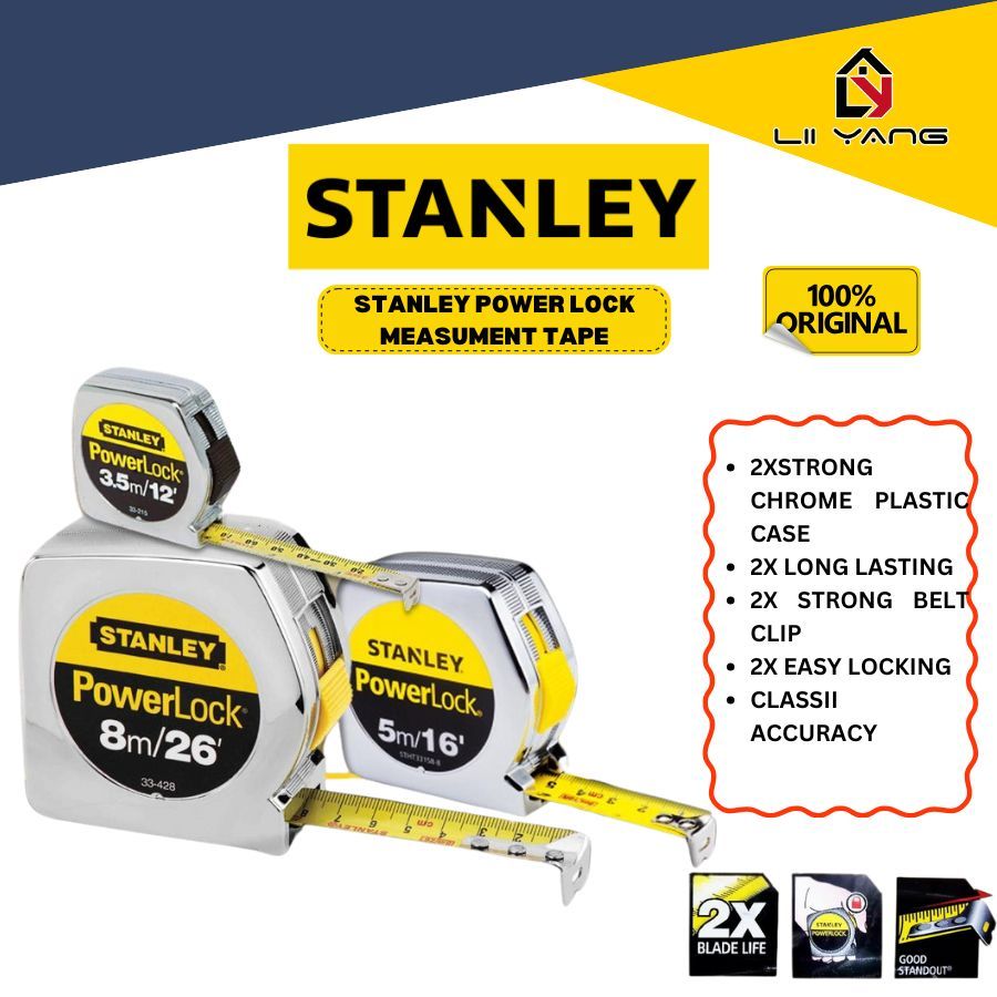 [Original] Stanley Measuring Tape Power Lock 8M/26FT 5M 3.5Meter ...