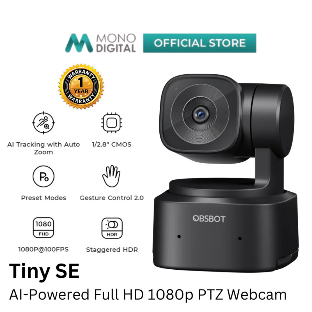 OBSBOT TINY SE AI-POWERED FULL HD 1080P PTZ WEBCAM WITH AI TRACKING ...