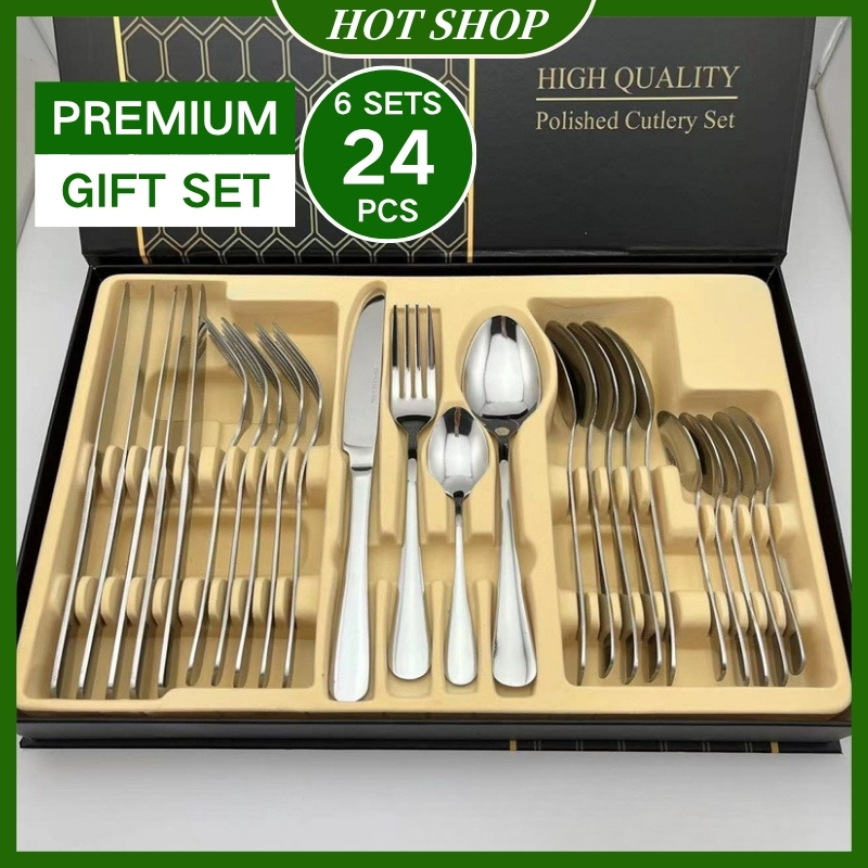 24pcs Stainless Steel Cutlery Set European-Style Tableware Set ...
