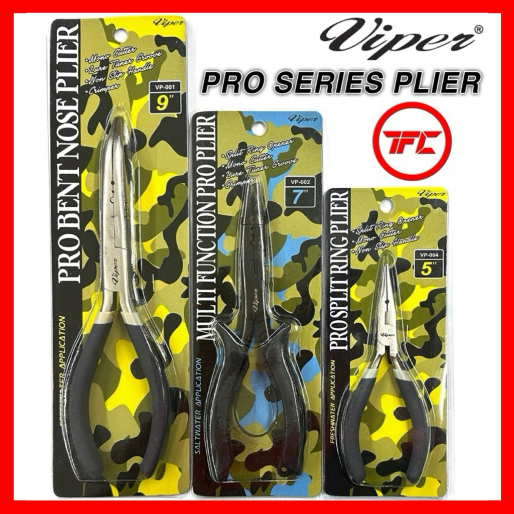 VIPER Pro Series Fishing Plier Bent Nose Split Ring Multifunction Tool ...