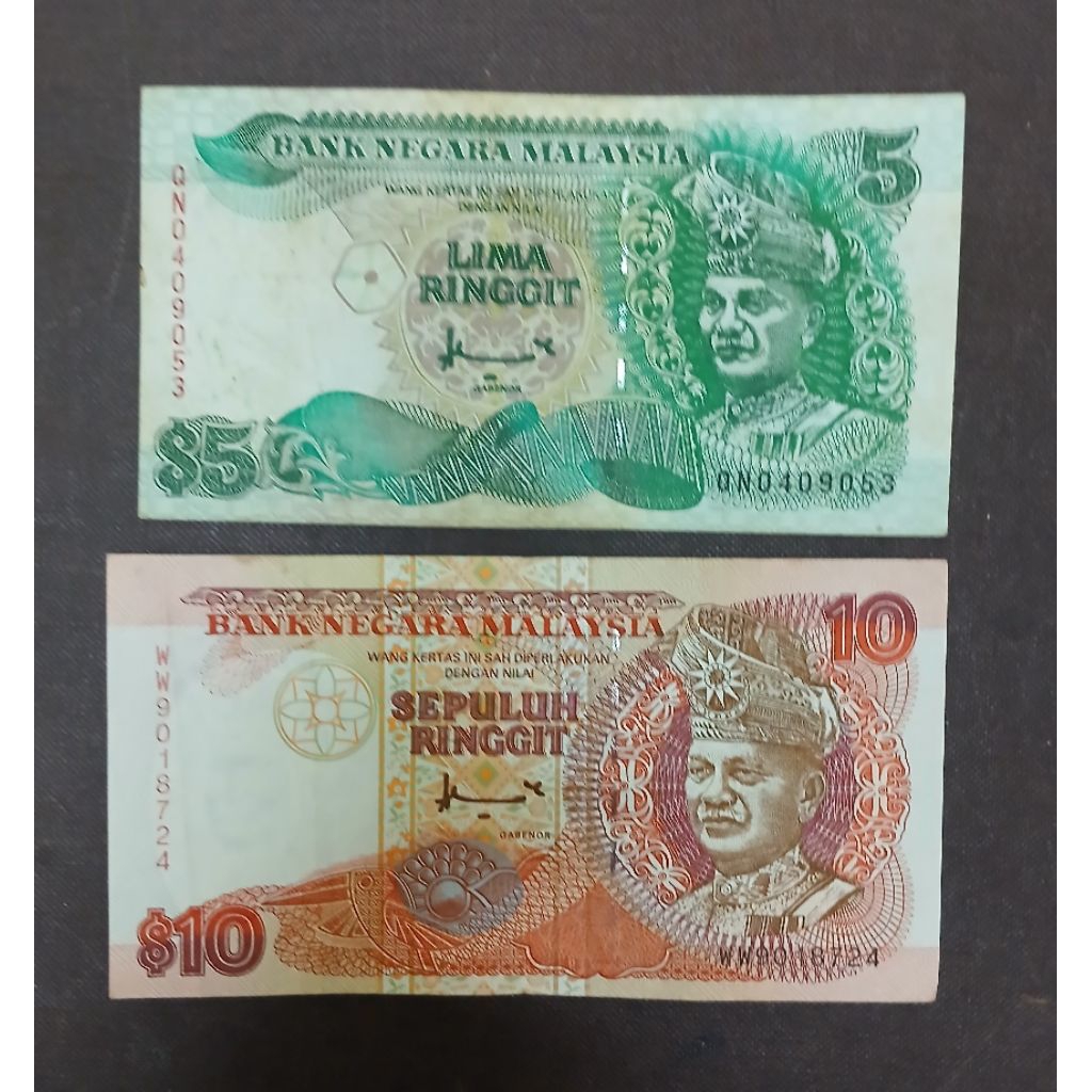 1995 MALAYSIA 7TH SERIES 5 & 10 RINGGIT BANKNOTES. | Shopee Malaysia