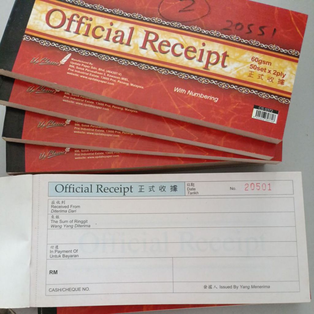 Buku resit atau official receipt book with numbering | Shopee Malaysia