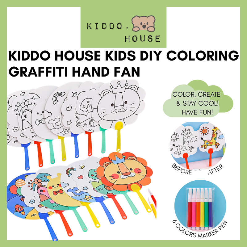 Kiddo House Kids DIY Coloring Graffiti Hand Fan Party Gift Warna Kipas ...