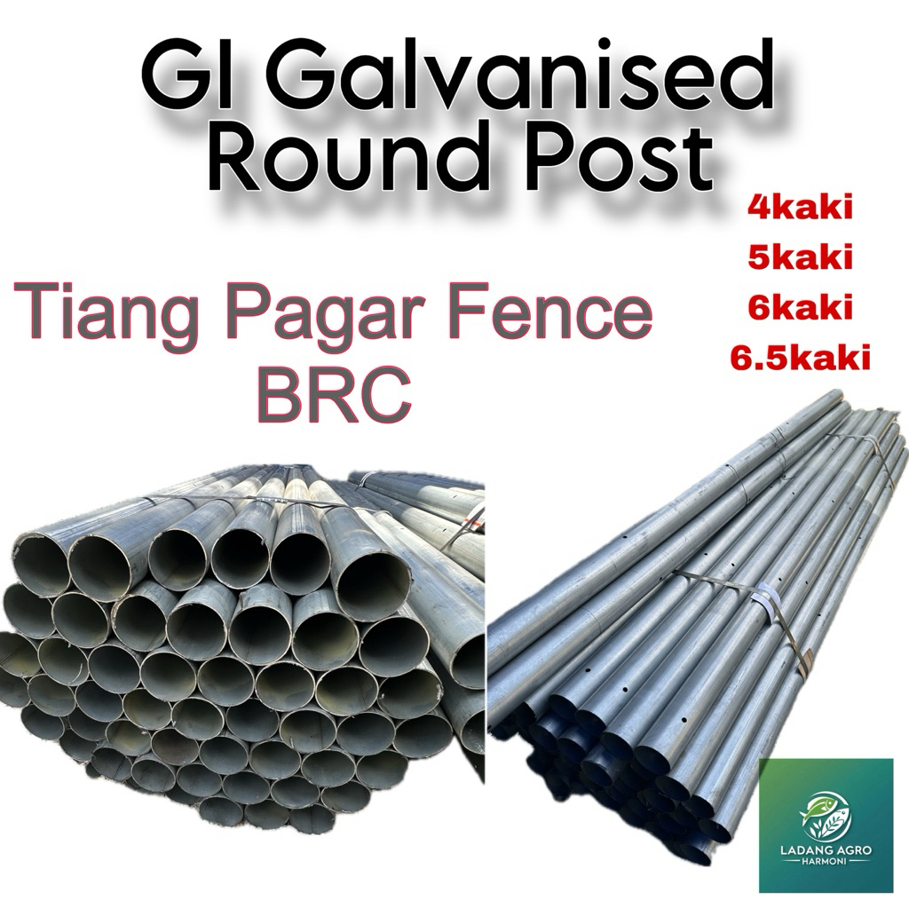GI Round Post 60mm x Height Galvanised (60mm0D) BRC Roll Top Security ...