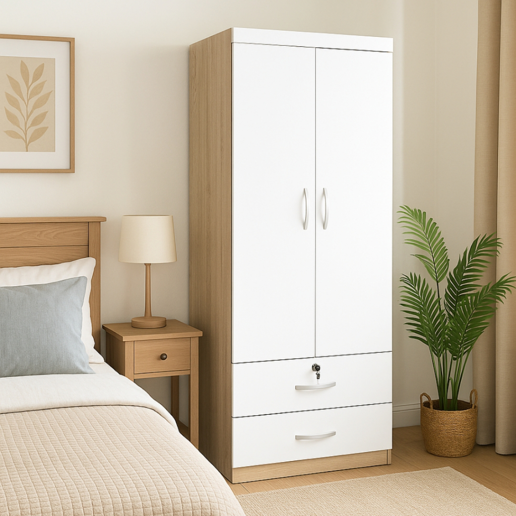 Muse Design LIBERTY 2 Door 2 Drawer SOFT CLOSING DOOR Wardrobe with key ...
