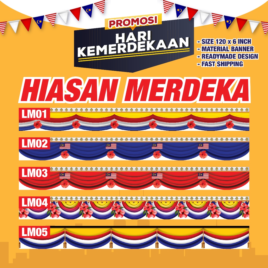🔥FAST SHIPPING 🔥 BANNER HIASAN BUNGA RAYA KEMERDEKAAN 3Meter | MERDEKA ...