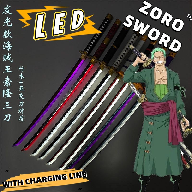 Japanese Anime One Piece LED Zoro USB Charging 104CM Wooden ...