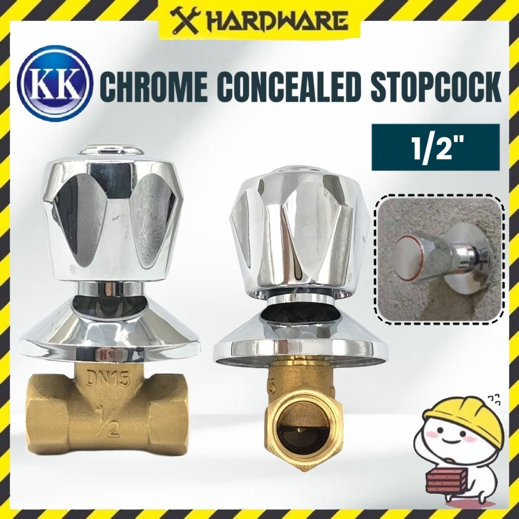 K-100m KK Chrome Concealed Stopcock/KK 1/2" Bathroom Shower Stop Cock ...