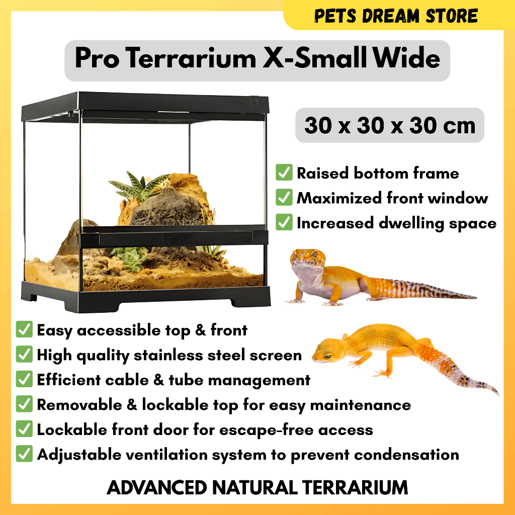Exo Terra Pro Terrarium X-Small Wide 30x30x30cm PT4400 Reptile Tank ...