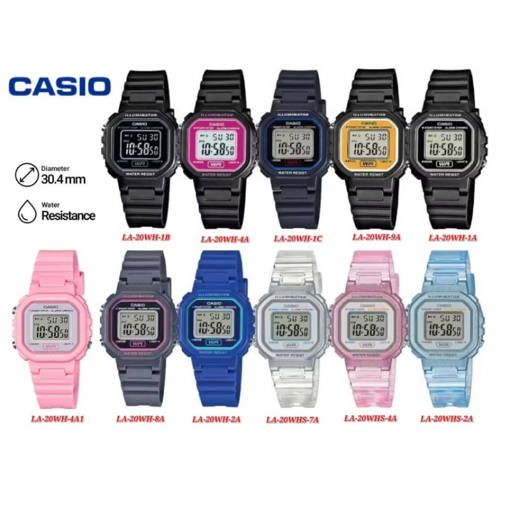 Casio Small Digital Kids Youth design Watch LA-20WHS / LA-20WH | Shopee ...