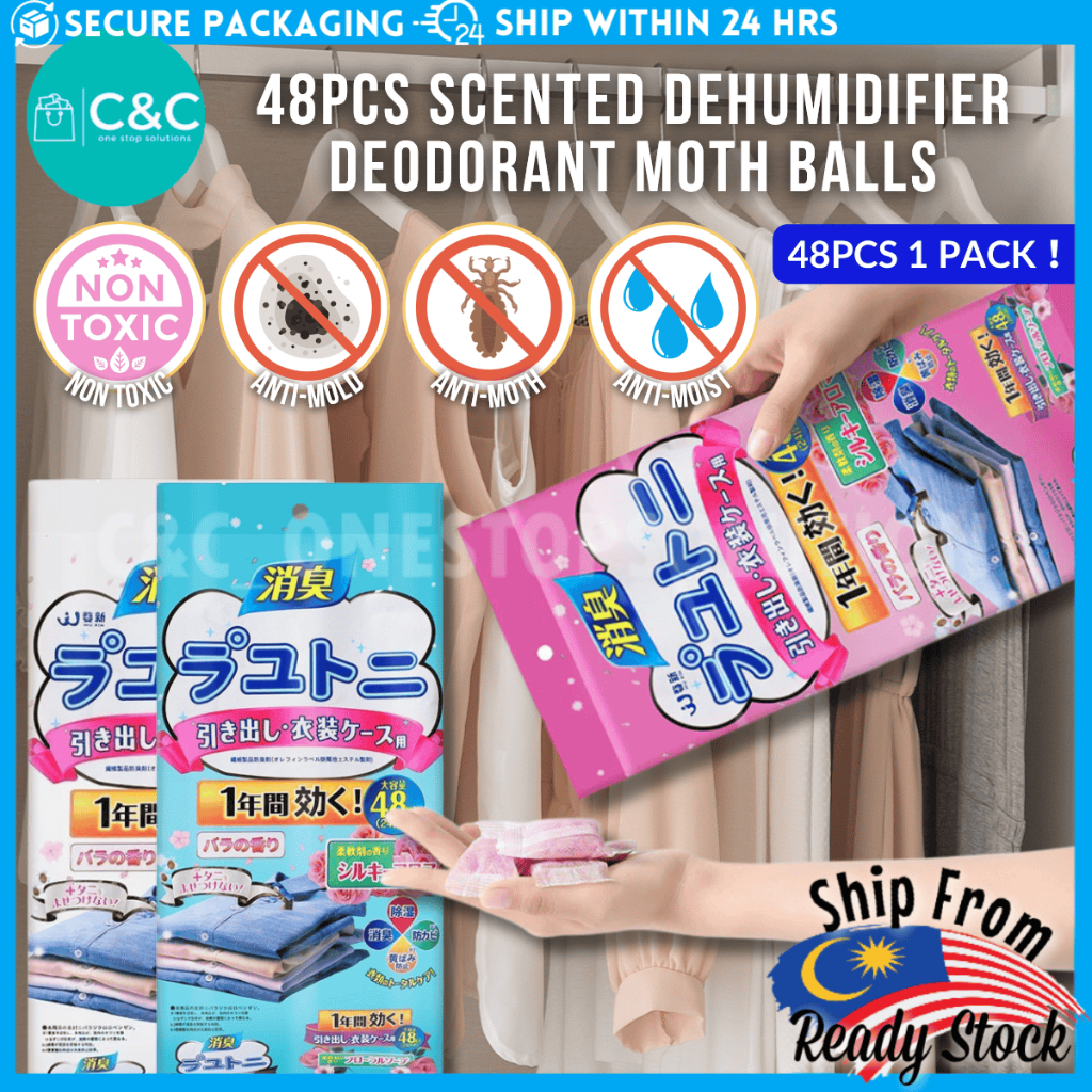 C&C 48pcs Japan Floral Scent Mothball Pest Control Anti-Bug Anti-Mold ...