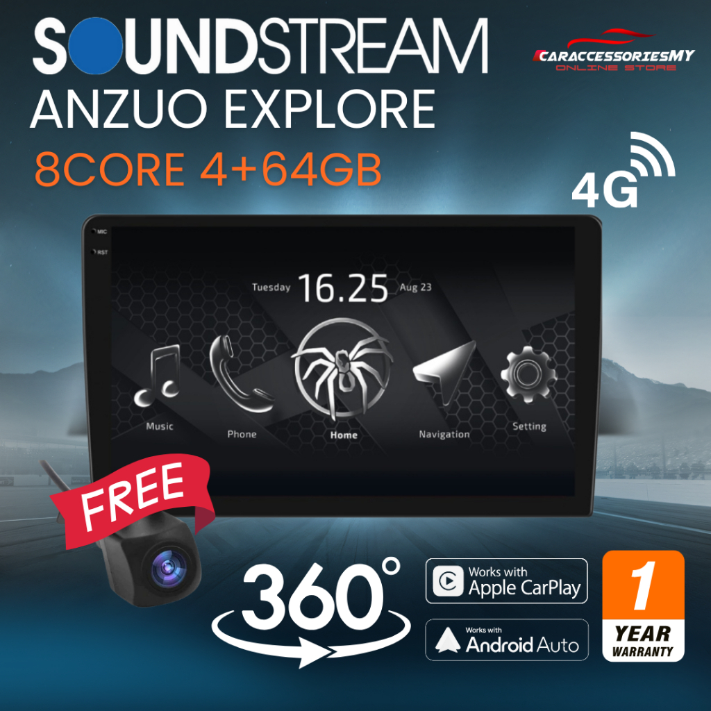 Soundstream 4+64gb Anzuo Explore Android Player 360 Carplay Airplay ...