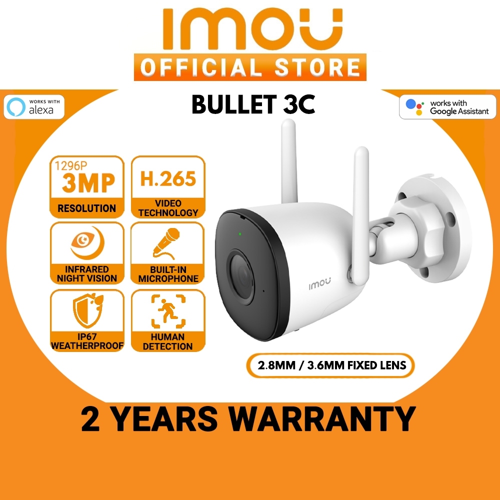 Imou Bullet 3C 3MP/2K Smart AI Human Detection IP67 Weatherproof ...
