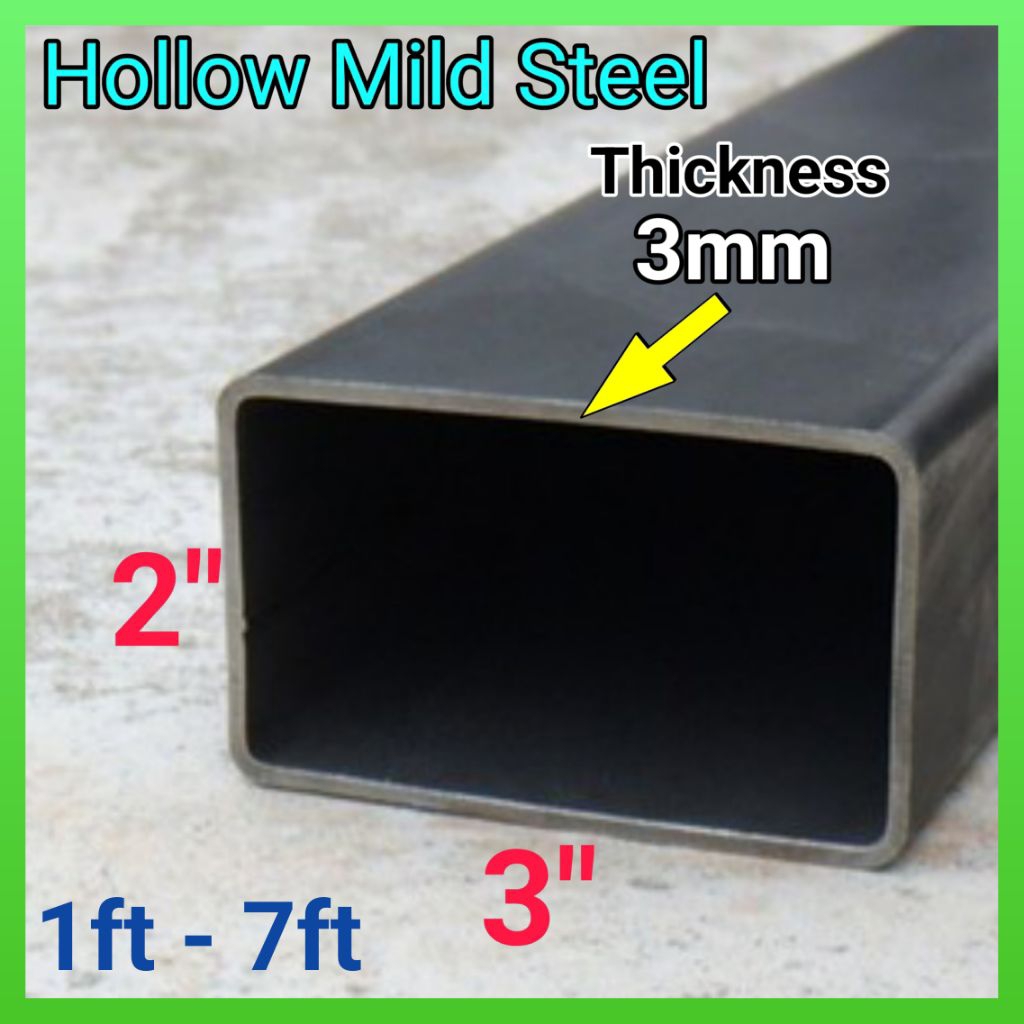 3"x2" (Thickness 3mm) Besi Hollow Rectangular Mild Steel Besi 1ft -7ft ...