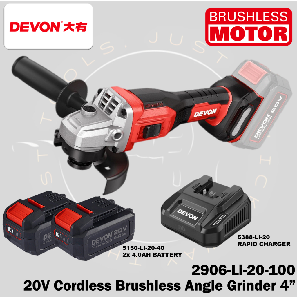 DEVON 2906-Li-20Z-100 / 2906-Li-20-100 20V Cordless Brushless Angle ...