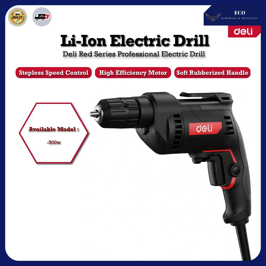 DELI Power Tools Corded Electric Impact Drill with Variable Speed ...