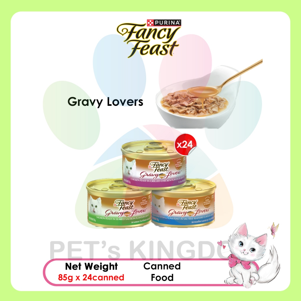 Purina GRAVY LOVERS Fancy Feast Wet Food {85G x 24 CANNED} | Shopee ...